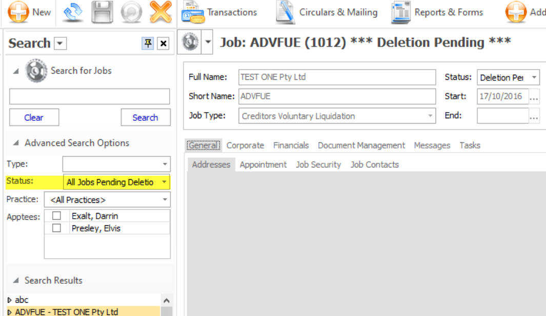 Deleting jobs - Pending and Permanently – Aryza Australia