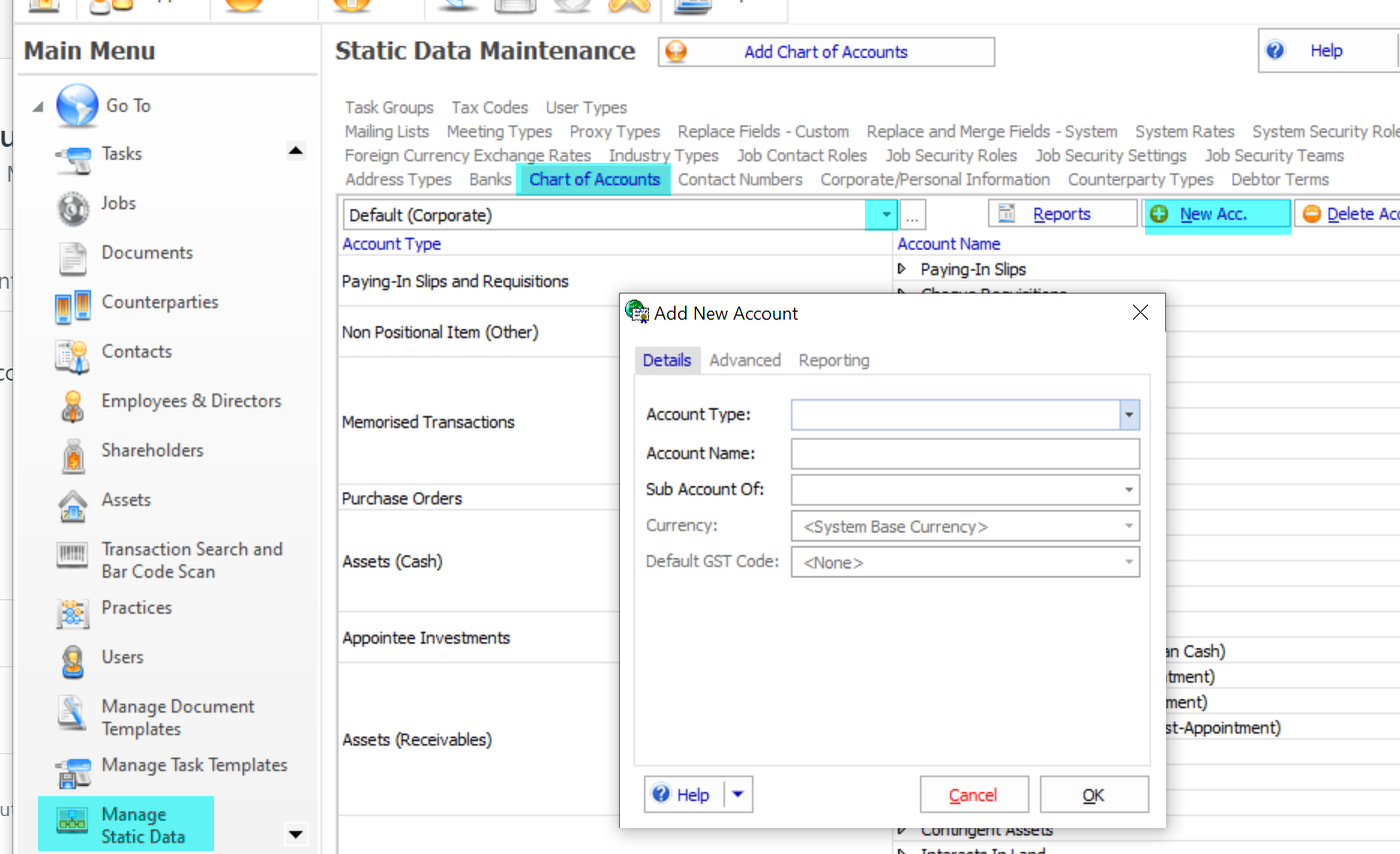 Adding New Charts of Account – Aryza Australia