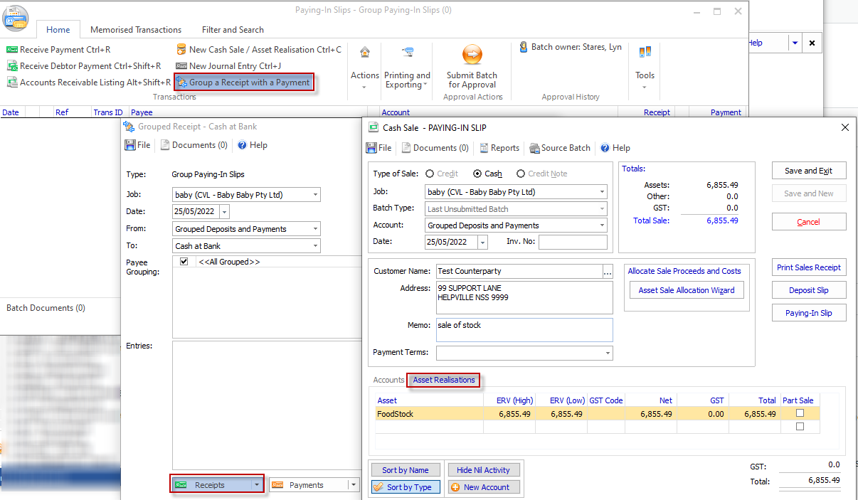 Realising Assets through Group Deposits/Payments – Exalt