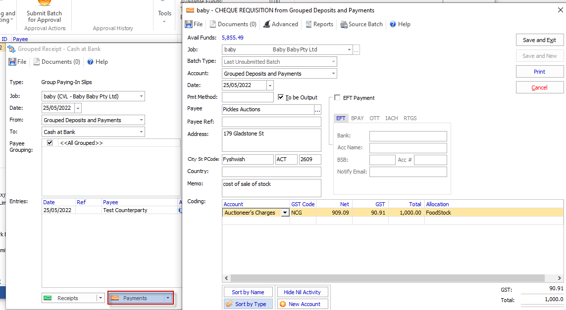 Realising Assets through Group Deposits/Payments – Exalt