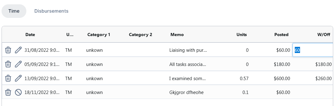 When creating an invoice - How to process a Timekeeping write off / on ...