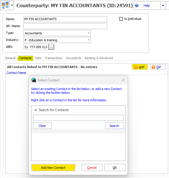 02 - Adding Creditors, Counterparties & Contacts to a Job – Aryza Australia