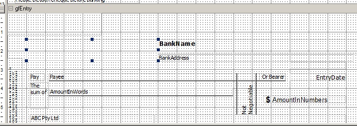 Designing a cheque layout Positioning of BankName and BankAddress – Exalt