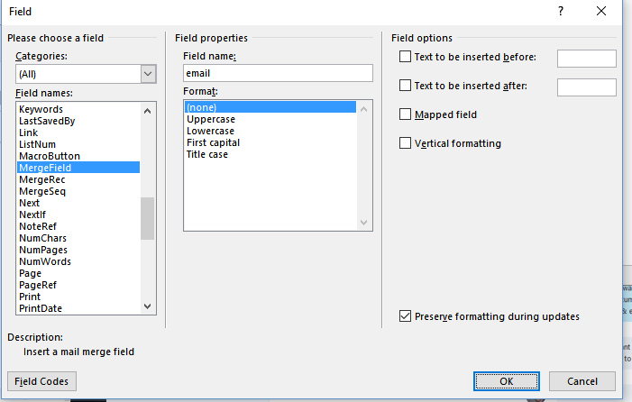 Adding Merge fields to a Document – Aryza Australia